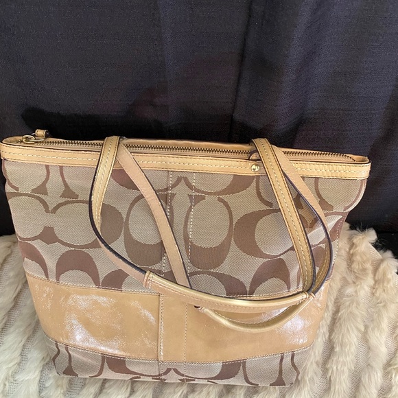 Coach | Bags | Coach Beige And Tan Tote Bag | Poshmark